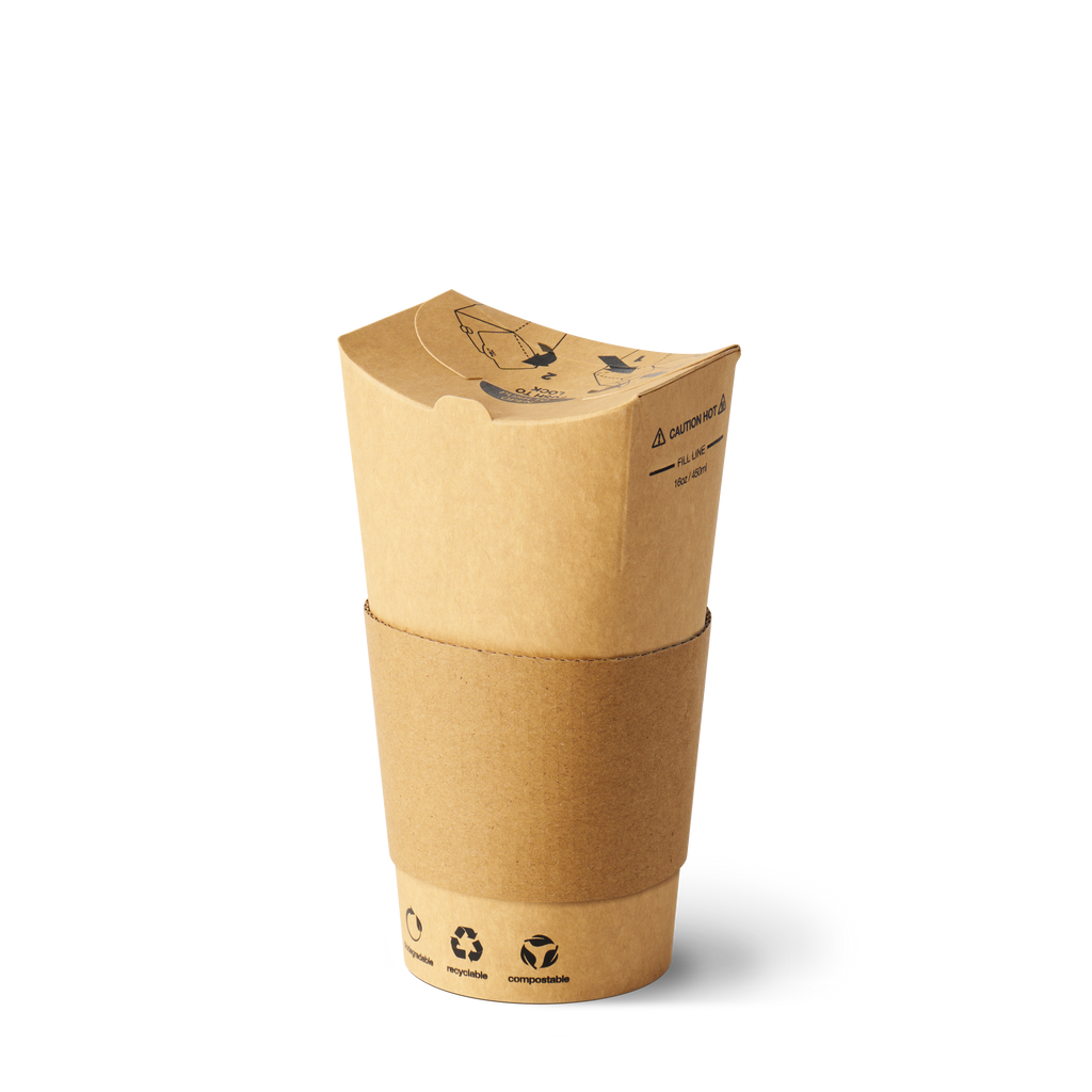 Compostable Cups with Integrated Lids (Kraft Paper) | Compostable.ca